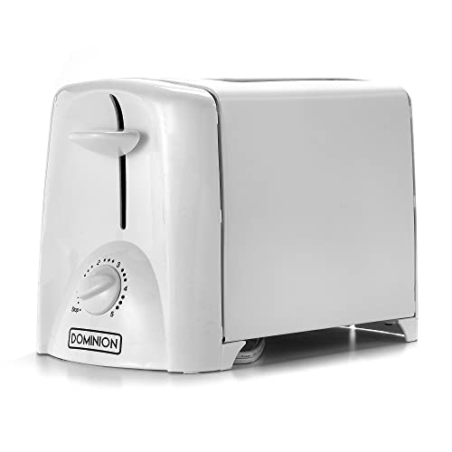 Dominion 2-Slice Toaster with Shade Control, Slide-Out Crumb Tray, Auto-Shutoff, Toast Lift, White