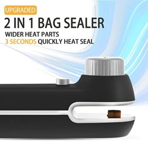 Bag Sealer, BANDQ Mini Bag Sealer Rechargeable Mini Chip Bag Sealer with Heat Sealer and Cutter Soft Magnetic Portable Bag Resealer Machine for Plastic Bags Snacks Freshness