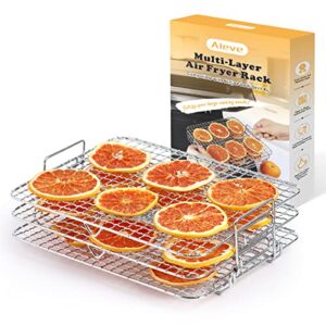 aieve air fryer rack compatible with ninja foodi grill xl air fryer, 304 stainless steel multi-layer dehydrator rack toast rack air fryer accessories compatible with ninja fg551 ig601 ig651 air fryer indoor grill