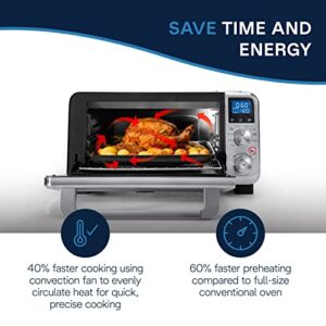 De'Longhi Small Convection Toaster Oven For Countertop With internal light And 9 Preset Functions Including Pizza, Cookies, Roast, Broil, Bake, Easy to Use, 14L, Stainless Steel, 1800W, EO141150M