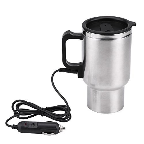 Electric Tea Kettle, Car Electric Kettle, 12V 450ml Stainless Steel Electric In-car Travel Heating Cup, Auto Shut Off Travel Kettle Car Water Heater for Hot Water Tea Coffee Making