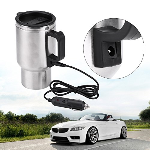 Electric Tea Kettle, Car Electric Kettle, 12V 450ml Stainless Steel Electric In-car Travel Heating Cup, Auto Shut Off Travel Kettle Car Water Heater for Hot Water Tea Coffee Making