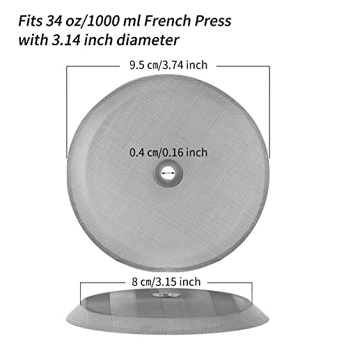 Sivaphe 34oz French Press Filter Stainless Steel for Coffee Maker, 1000ml / 8 cup French Press Screen Pack of 6