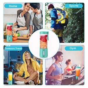 PIPIMOO Portable Personal Size Blender - 15.2Oz USB Rechargeable 4000mAh Mini Blender | Shakes and Smoothies with 6 Blades Juicer Cup | BPA-Free Food Mixer for Travel Home Sports Outdoors (Blue)