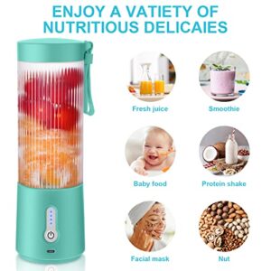 PIPIMOO Portable Personal Size Blender - 15.2Oz USB Rechargeable 4000mAh Mini Blender | Shakes and Smoothies with 6 Blades Juicer Cup | BPA-Free Food Mixer for Travel Home Sports Outdoors (Blue)