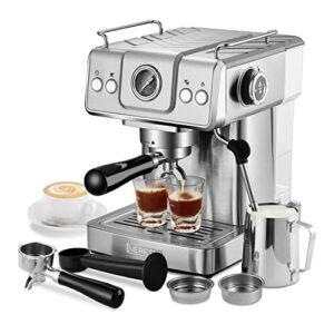 neretva 20 bar espresso machine, expresso coffee machine with milk foaming steam wand, espresso latter and cappuccino maker, 1.8l water tank, for home barista