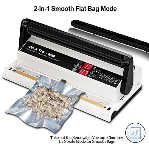 Magic Seal 16'' 2-in-1 Double Pump Vacuum Sealer Machine MS400, Compatible with Flat Bags of Commercial Chamber Sealers and Embossed Bags of Household Sealers, Multiple Operating Modes