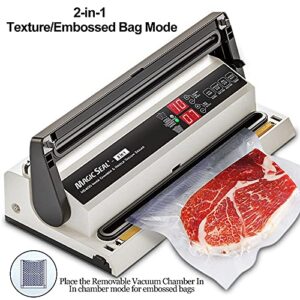 Magic Seal 16'' 2-in-1 Double Pump Vacuum Sealer Machine MS400, Compatible with Flat Bags of Commercial Chamber Sealers and Embossed Bags of Household Sealers, Multiple Operating Modes