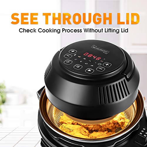 MICHELANGELO Air Fryer Lid for Pressure Cooker 6 Quart & 8 Quart, 8 In 1 Air Fryer Lid for Instant Pot, Pressure Cooker, Turn Your Electric Pressure Cooker into Air Fryer, 8 Presets and 95% Less Oil