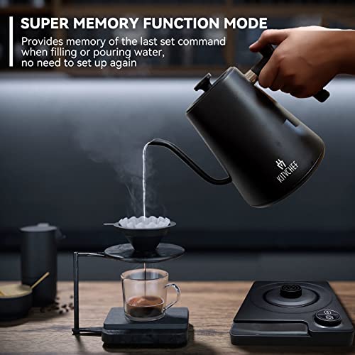 Electric Kettle, Gooseneck Electric Kettle Temperature Control for Coffee and Tea, Pour-Over Kettle with Auto Shut off Anti-Dry Protection, 1L 1200W Rapid Heating Hot Water Kettle Electric, Matt Black