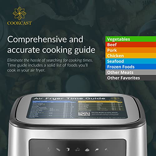 cookcast Air Fryer Magnetic Cheat Sheet/Premium Card Stock - Bonus Mobile Version of Sheet Accessories to Help with Cook Times Accessory Magnet Reference Guide for Cooking