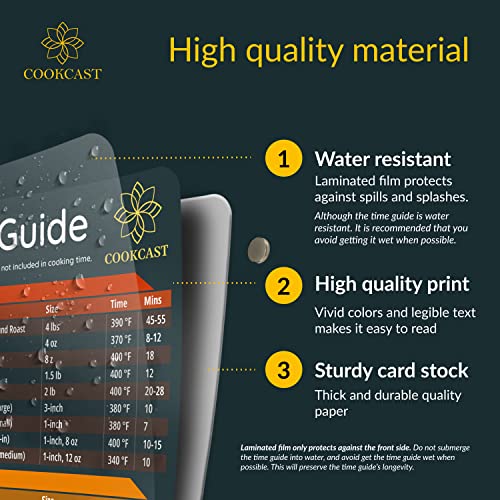 cookcast Air Fryer Magnetic Cheat Sheet/Premium Card Stock - Bonus Mobile Version of Sheet Accessories to Help with Cook Times Accessory Magnet Reference Guide for Cooking