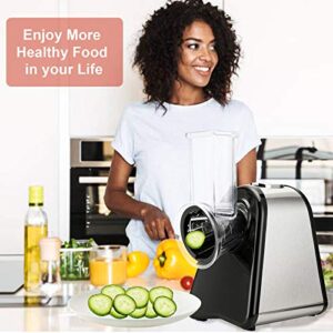 Szikawo Professional Salad Maker Electric Slicer/Shredder with One-Touch Control and 4 Free Attachments for fruits, vegetables, and potato