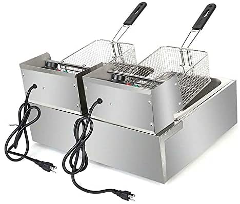 Comft CMFTGDS Deep Fryer Commercial Fry Daddy with Basket, Stainless Steel Electric Countertop Large Capacity Kitchen Frying Machine for Turkey, French Fries (12.7QT12L)