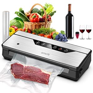 omote vacuum sealer machine, dry, moist & pulse modes for food storage, handheld portable design, easy to operate with built-in cutter, paper bag storage and starter kit