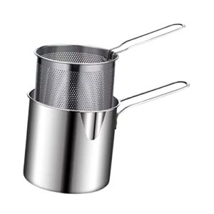 generic stainless steel deep fryer pot with basket for tempura,fried chicken legs,french fries