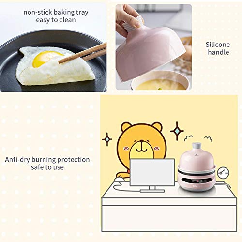 Bear ZDQ-B05C1 Rapid Multi-function Egg Cooker with Auto Shut Off, for Boiling, Steaming and Frying, with Ceramic Steaming Rack and Lid,Healthy&Safe, Suitable for all people