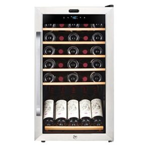 whynter fwc-341ts 34 bottle freestanding stainless steel wine refrigerator with display shelf and digital control