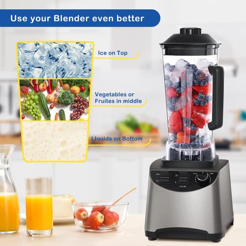 Blender 2000W, Professional Countertop Blenders for Kitchen with High Speed, Blender for Shakes and Smoothies, 68 Oz Large Tritan Jar, 6 Blades, 2 Speeds & Pulse Function for Frozen Drinks