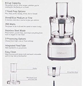 Cuisinart FP-8SV Elemental 8 Cup Food Processor, Silver (Renewed)