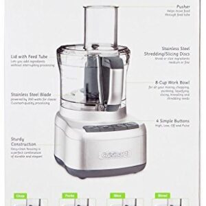 Cuisinart FP-8SV Elemental 8 Cup Food Processor, Silver (Renewed)