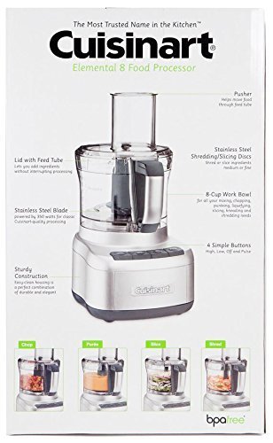 Cuisinart FP-8SV Elemental 8 Cup Food Processor, Silver (Renewed)