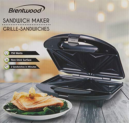 Brentwood Compact Dual Sandwich Maker, Non-Stick, Black