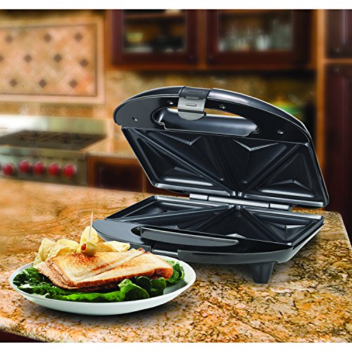 Brentwood Compact Dual Sandwich Maker, Non-Stick, Black