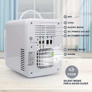 Stealth JRE100 Mini Bedroom, 4 Liter/6 Can Small Refrigerator, AC/DC Cooler & Warmer for Dorm Car Office, Portable Compact Skincare Fridge for Skin Care Cosmetic Makeup Beverage, White