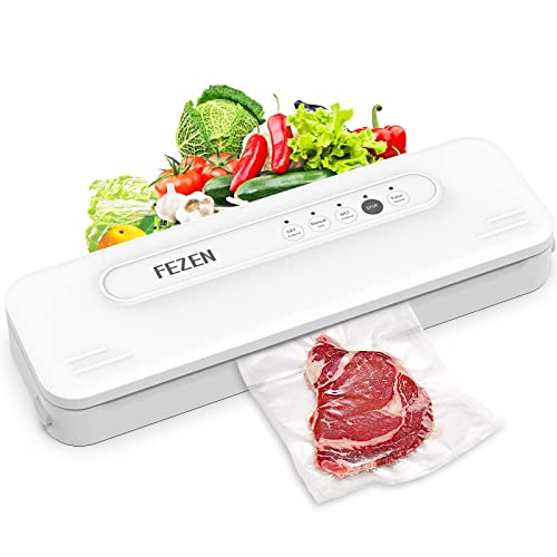 FEZEN Vacuum Sealer Machine, Automatic Food Sealer, Vacuum sealers bags for food Air Sealing System, 4 Food Modes, Dry&Wet&Soft&Delicate with Starter Kit, Compact Design