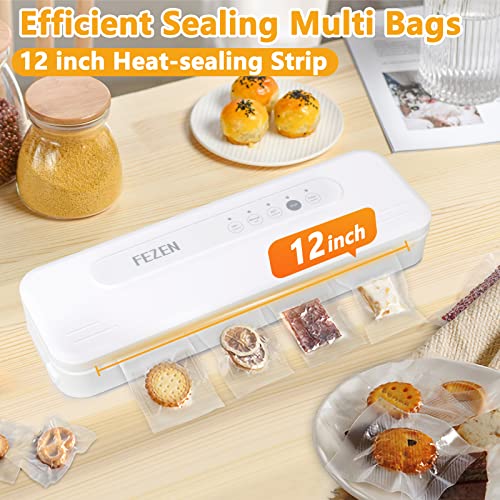 FEZEN Vacuum Sealer Machine, Automatic Food Sealer, Vacuum sealers bags for food Air Sealing System, 4 Food Modes, Dry&Wet&Soft&Delicate with Starter Kit, Compact Design