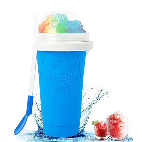 Slushie Maker Cup Squeeze Slushy - Magic Quick Frozen Smoothies Cups-Double Layer Silica frappes Cup -Summer Cooler Homemade Milk Shake Ice Cream Maker machine for Teens Adult and Family