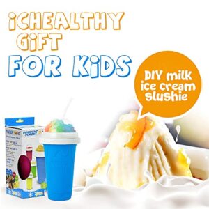 Slushie Maker Cup Squeeze Slushy - Magic Quick Frozen Smoothies Cups-Double Layer Silica frappes Cup -Summer Cooler Homemade Milk Shake Ice Cream Maker machine for Teens Adult and Family