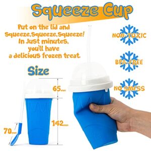 Slushie Maker Cup Squeeze Slushy - Magic Quick Frozen Smoothies Cups-Double Layer Silica frappes Cup -Summer Cooler Homemade Milk Shake Ice Cream Maker machine for Teens Adult and Family