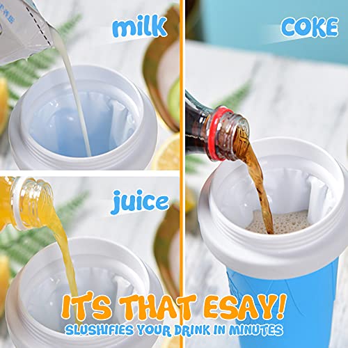 Slushie Maker Cup Squeeze Slushy - Magic Quick Frozen Smoothies Cups-Double Layer Silica frappes Cup -Summer Cooler Homemade Milk Shake Ice Cream Maker machine for Teens Adult and Family