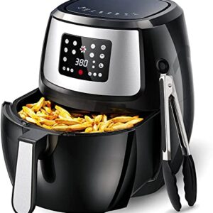 Famiworths Air Fryer, 8.9 Quart Large Electric Hot Air Fryer Oilless Cooker, Digital Touchscreen with 8 Presets, Preheat, Timer & Temperature Control, Non-stick Liner and Frying Basket, Cooking Tongs