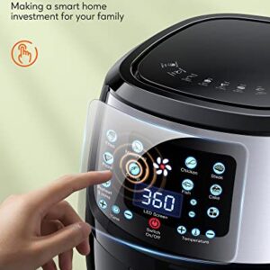 Famiworths Air Fryer, 8.9 Quart Large Electric Hot Air Fryer Oilless Cooker, Digital Touchscreen with 8 Presets, Preheat, Timer & Temperature Control, Non-stick Liner and Frying Basket, Cooking Tongs