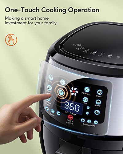 Famiworths Air Fryer, 8.9 Quart Large Electric Hot Air Fryer Oilless Cooker, Digital Touchscreen with 8 Presets, Preheat, Timer & Temperature Control, Non-stick Liner and Frying Basket, Cooking Tongs