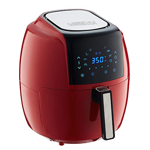 GoWISE USA 5.8-Quart Programmable 8-in-1 Air Fryer XL + Recipe Book (Chili Red)