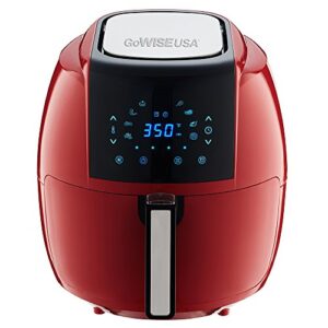 GoWISE USA 5.8-Quart Programmable 8-in-1 Air Fryer XL + Recipe Book (Chili Red)