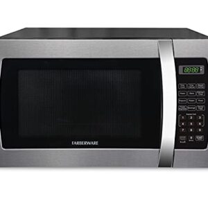 Farberware Countertop Microwave Oven 1.3 Cu. Ft. 1000-Watt with LED Display, Child Lock, Easy Clean Black Interior, Cu.Ft, Stainless Steel