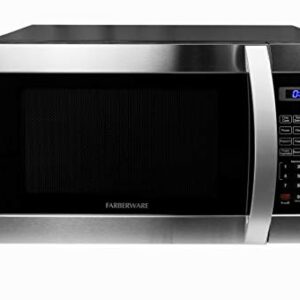 Farberware Countertop Microwave Oven 1.3 Cu. Ft. 1000-Watt with LED Display, Child Lock, Easy Clean Black Interior, Cu.Ft, Stainless Steel