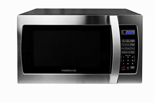 Farberware Countertop Microwave Oven 1.3 Cu. Ft. 1000-Watt with LED Display, Child Lock, Easy Clean Black Interior, Cu.Ft, Stainless Steel