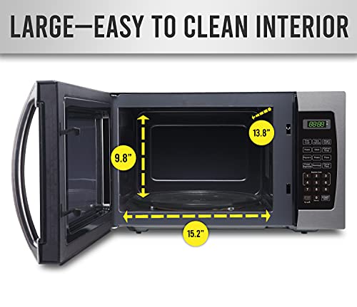 Farberware Countertop Microwave Oven 1.3 Cu. Ft. 1000-Watt with LED Display, Child Lock, Easy Clean Black Interior, Cu.Ft, Stainless Steel