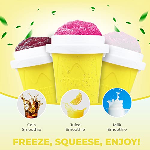 Slushy Maker Cup - Travel Slushie Cup, TIKTOK Quick Freeze Magic Cup, Double Layer Slushy Cup, Cooler Smoothie Silicon Cup, Mini Ice Cream Maker, Slushies - Yellow.