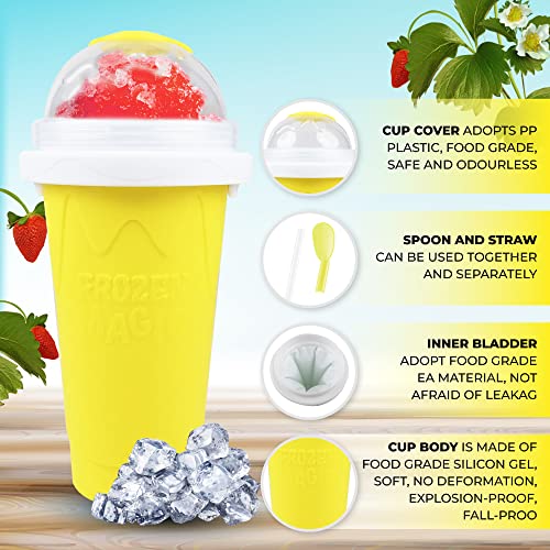 Slushy Maker Cup - Travel Slushie Cup, TIKTOK Quick Freeze Magic Cup, Double Layer Slushy Cup, Cooler Smoothie Silicon Cup, Mini Ice Cream Maker, Slushies - Yellow.