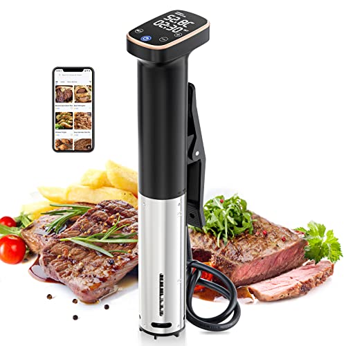 OOIIOR Sous Vide Cooker, 1100W & WIFI Sous Vide Machine IPX7 Waterproof, Fast-Heating Precision Immersion Circulator with Accurate Temperature and Time Control, APP with Recipes