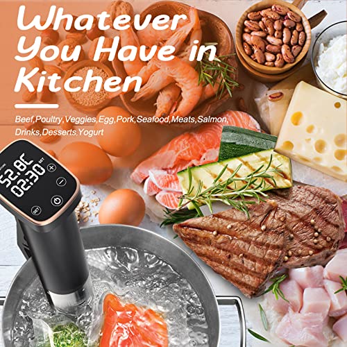 OOIIOR Sous Vide Cooker, 1100W & WIFI Sous Vide Machine IPX7 Waterproof, Fast-Heating Precision Immersion Circulator with Accurate Temperature and Time Control, APP with Recipes