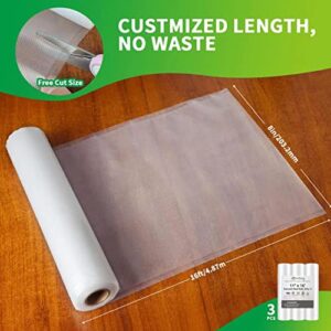 VEBUG Vacuum Sealer Bags, 3 Pack 11’’x16’Vacuum Sealer Bags Rolls, Seal a Meal, Commercial Grade, BPA-Free, Food Vac Bags for Storage, Meal Prep or Sous Vide