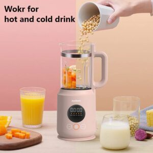 Joydeem Mini Cooking Blender, Soy Milk Maker, Personal Hot & Cold Countertop Blender for Juice Soup Tea, 12h Preset, 420ml, Pink